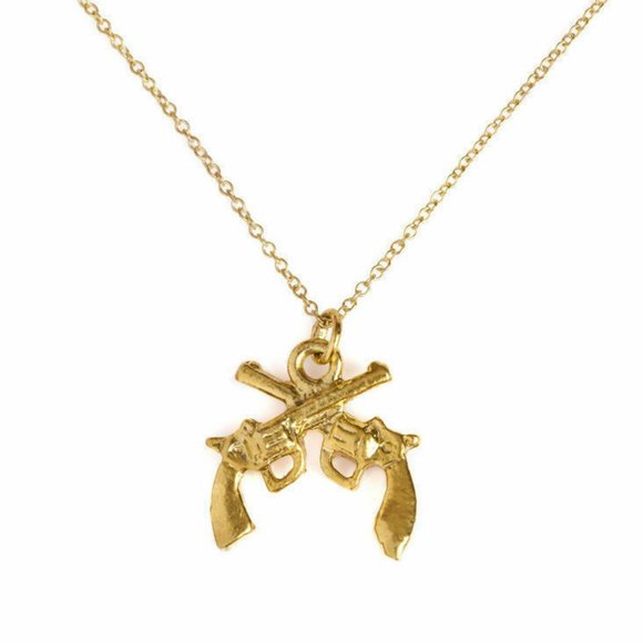 Jewelry | 18 Kt Gold Vermeil Sterling Silver Double Gun Charm Necklace ...